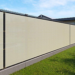 Windscreen4less Heavy Duty Fence Privacy Screen Beige 6' x 40' with Reinforced Bindings and Brass Grommets Garden Windscreen Mesh Net for Outdoor Yard-Cable Zip Ties Included