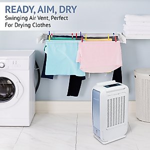 Ivation 13-Pint Small-Area Desiccant Dehumidifier Compact and Quiet - With Continuous Drain Hose for Smaller Spaces, Bathroom, Attic, Crawlspace and Closets - For Spaces Up To 270 Sq Ft, White