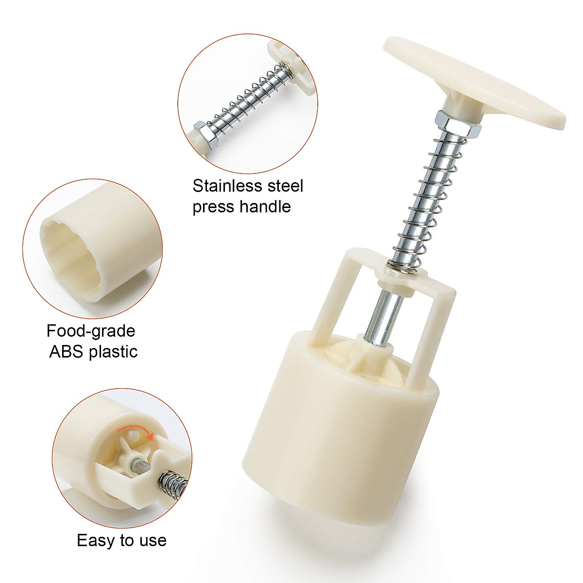 Moon Cake Mould 50g, Luxiv 12 PCS Pattern Hand-Pressure Mooncake Molds for Mid-Autumn DIY Pastry Tool 2 Sets with 6pcs Round Flower Mooncake Mode and 6 Pcs Square Pattern Mooncake Mould (White, 50g)