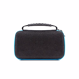 Orzly 3DSXL Case, Carry Case for New 3DS XL or Original Nintendo 3DS XL - Protective Hard Shell Portable Travel Case Pouch for 3DS XL Consoles with Slots for Games & Zip Pocket - Blue on Black