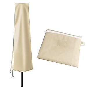 OKPOW Umbrella Covers for Outdoor Umbrellas - Small Patio Umbrella Cover for 6 ft to 9 ft Outdoor Table Umbrella - Waterproof Windproof Anti-UV Garden Parasol Covers, Khaki