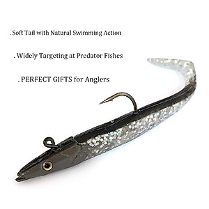 Jig Head Soft Plastic Fishing Lures with Hook Sinking Swimbaits for Saltwater and Freshwater (Pack of 10)