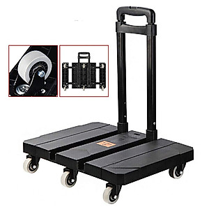 MTYLX Hand Pull Heavy Cart,Folding Sturdy Platform Truck 440 Lbs Moving Platform Dolly Push Cart Non-Slip Platform Surface Rolling Flatbed Hand Truck for Luggage, Travel, Auto, Moving and Office Use,