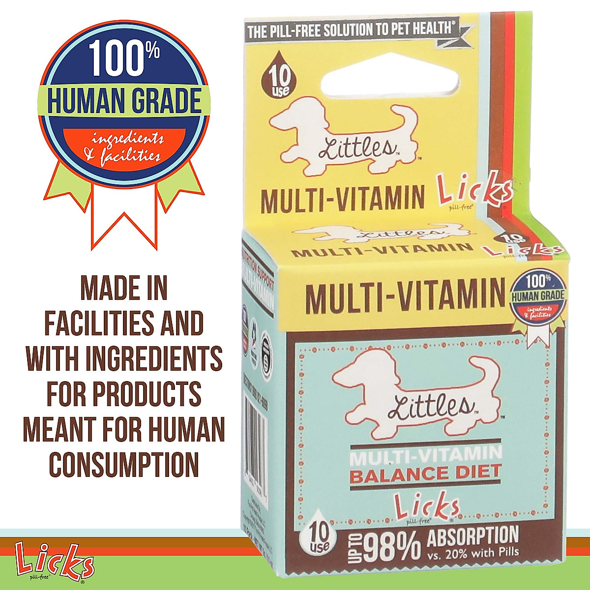 Licks Pill-Free Small Breed Dog Multivitamin - Dog Supplement with Vitamin C, D, and Calcium - Multivitamin Pet Supplies - Gel Packets - 10 Use