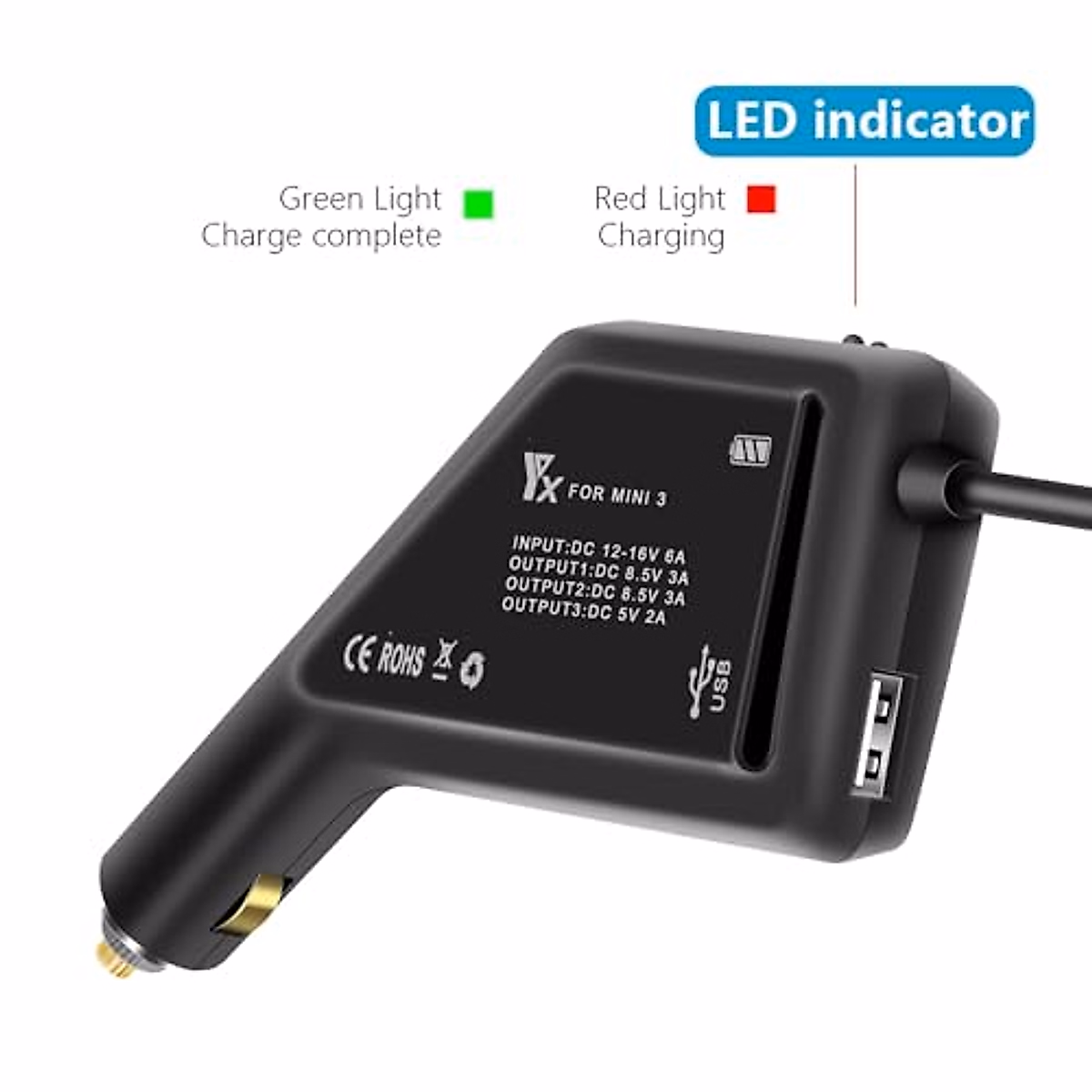 3 in 1 Car Charger for DJI Mini 3/3 Pro for DJI RC Remote Controller Battery Drone Accessories