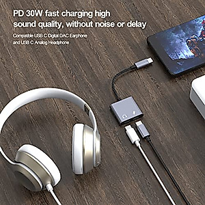 ANDAPA USB C Splitter, Dual USB C Audio and Charger Adapter with PD 60W Fast Charging Dongle Fit for Galaxy S22 S21 S20 S20+ Note 20,Pixel 6/5XL,ipad pro