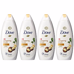 Dove Purely Pampering Body Wash for Dry Skin Shea Butter with Warm Vanilla Effectively Washes Away Bacteria While Nourishing Your Skin, 22 Fl Oz (Pack of 4)