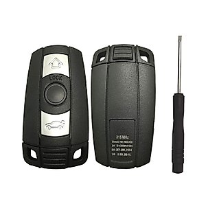 Key Fob Case Shell Fit for BMW 3 5 Series BMW X5 BMW X6 BMW Z4 3 Buttons Replacement Keyless Entry Remote Car Key Fob Cover with Uncut Blade Blank and Screwdriver (1)