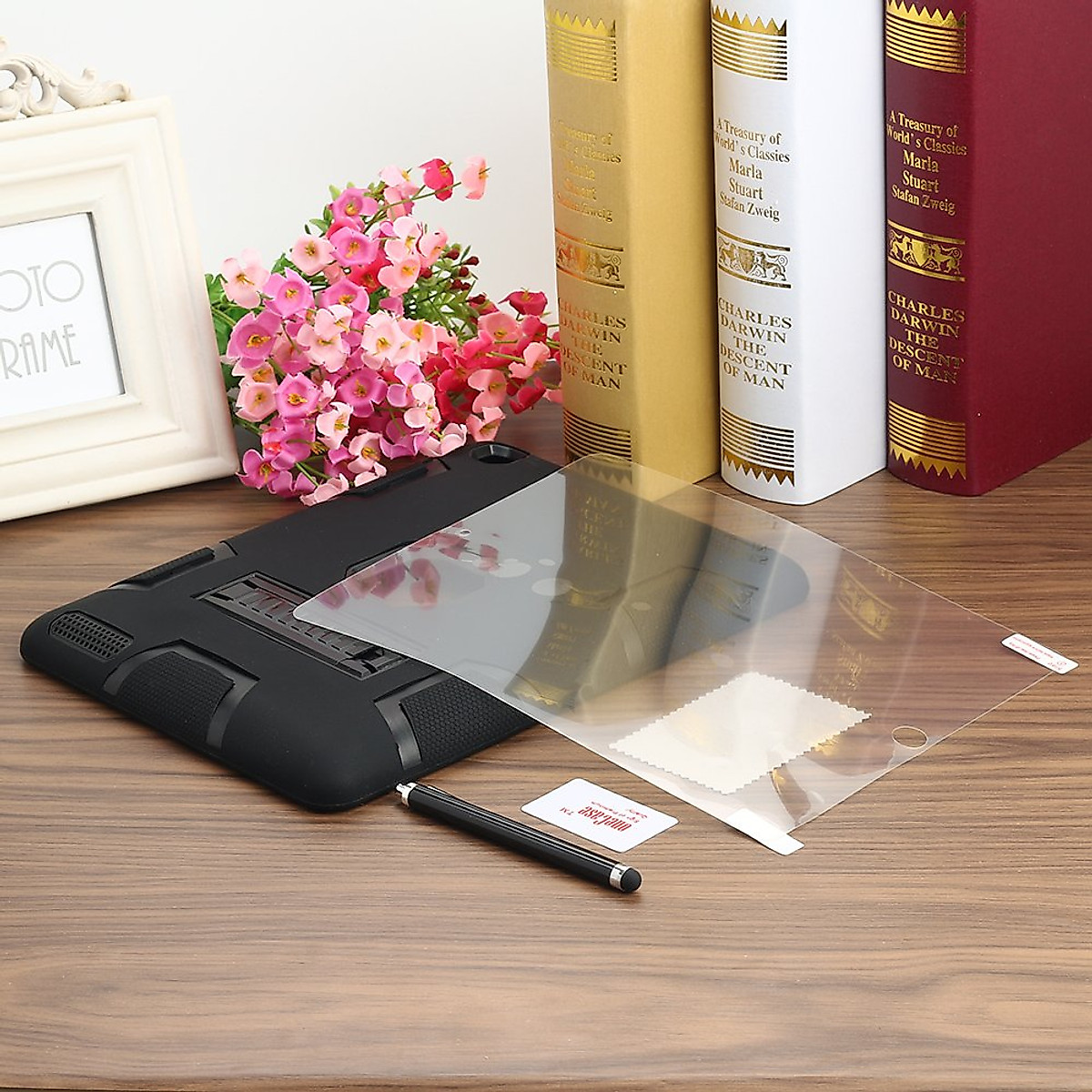 AICase Heavy Duty Rubber Hybrid iPad Case, Shockproof Protective Cover for iPad 2/3/4, Includes Stylus & Screen Protector (Black)