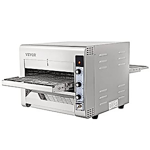 VEVOR Conveyor Commercial Pizza Oven, Belt Adjustable Heat and Speed Stainless Steel Countertop Kitchen Toaster Oven with 50-300 °C /122-572°F Temperature Range for Bakery Western Restaurant.