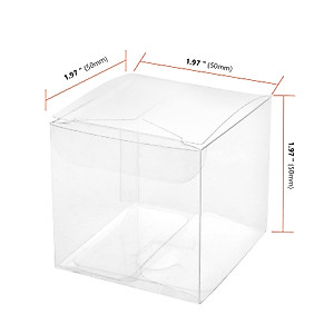 SEUNMUK 50 PCS 5 x 5 x 5 Inches Clear Plastic Gift Boxes, Clear Boxes For Favors, Transparent Gift Box for Wedding, Party and Baby Shower Favors, Thanksgiving and Christmas