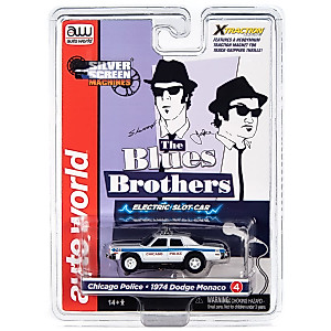 Auto World SC372-4 The Blue Brothers Chicago Police 1974 Monaco HO Scale Electric Slot Car