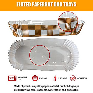200Pcs Home Paper Hot Dog Trays- 6.49” Rectangular Fluted Hot Dog Tray - Disposable Hot Dog Wrappers - Rectangular Food Trays for to-Go Orders, Takeout, Concessions Stands, Festivals (Orange)