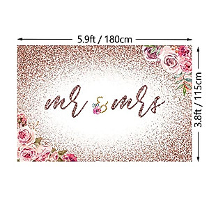 P.G Collin Mr & Mrs Floral Glitter Banner Backdrop Sign Bridal Wedding Shower Engagement Bachelorette Party Anniversary Decorations Supplies 6x4ft Rose Gold…, Rose Gold Mrs&Mrs