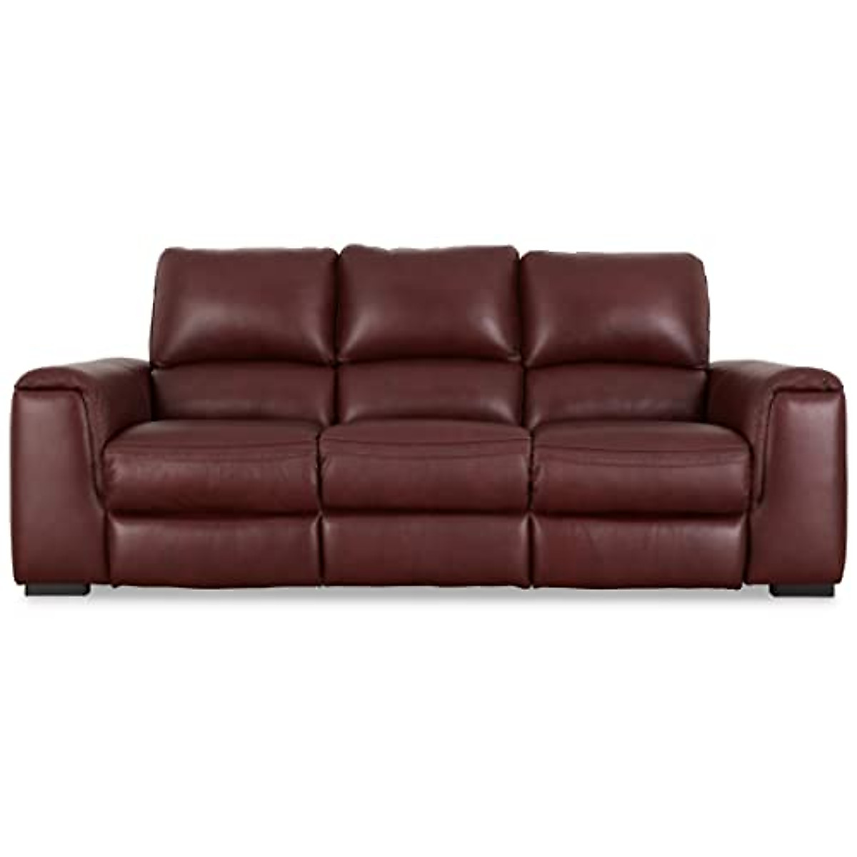 Signature Design by Ashley Alessandro Contemporary Leather Power Reclining Sofa with Adjustable Headrest, Red