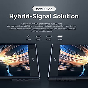 Mobile Pixels Glance 16" 1080P FHD Travel Monitor for Laptop, Portable Monitor HDMI USB Type C Connection, Tilt Adjustment & Non-Slip Portable Computer Screen with Dual Speakers for PC, macOS, Windows