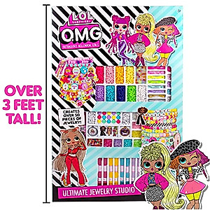 L.O.L. Surprise! O.M.G. Double Feature Ultimate Jewelry Studio, Over 2500 Beads, Create 50+ Pieces of Jewelry Doll Charms, Alphabet Beads & Stickers, Bead Kit for Kids Ages 6, 7, 8, 9