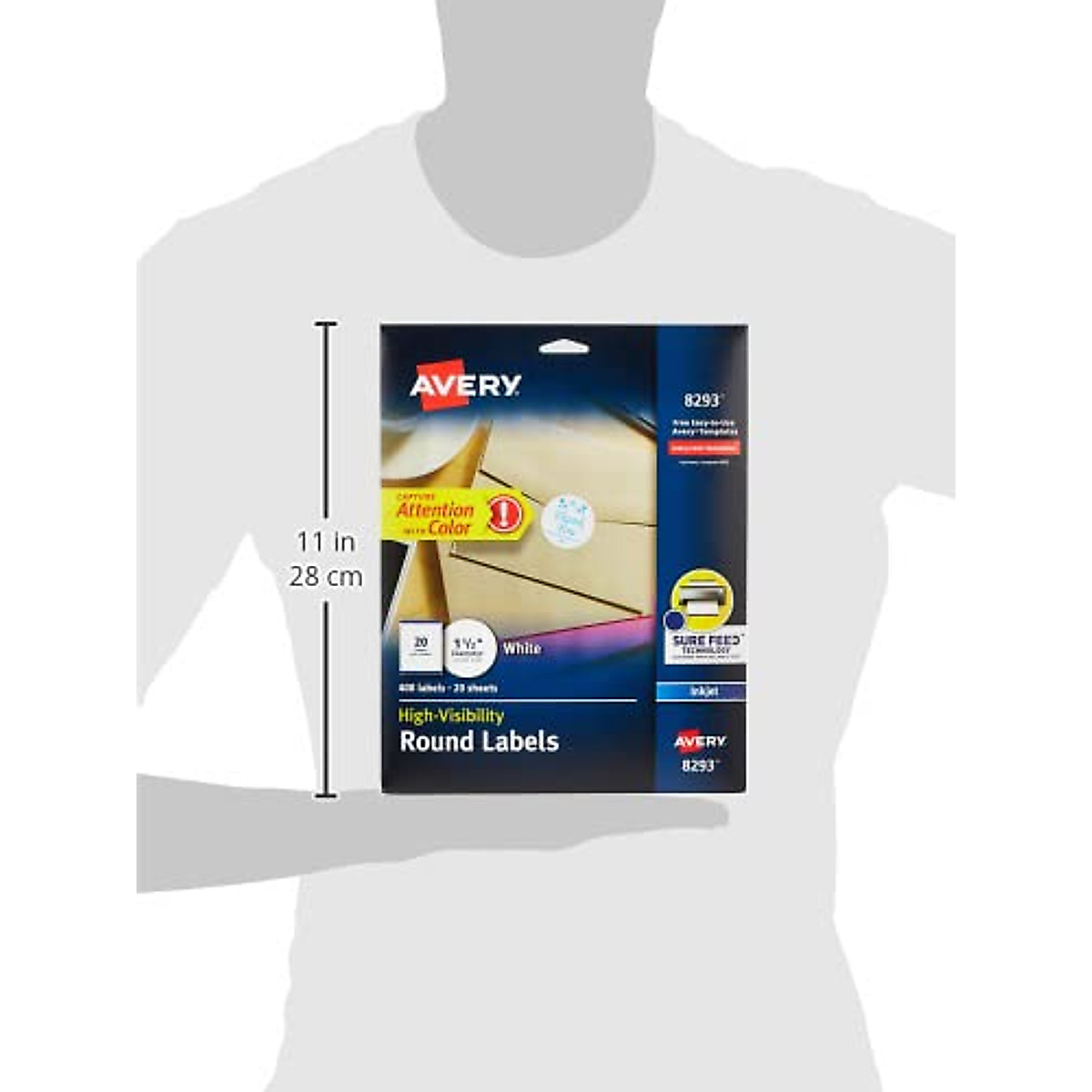 Avery Matte White Round Labels, Sure Feed Technology, Permanent Adhesive, 1-1/2", 400 Labels (8293)