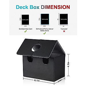 ZLCA Card Deck Box with Dice Tray for MTG Cards, 200+ Card Storage Box Fits for TCG CCG, PU Leather Strong Magnet Collectible Card Case (Black)