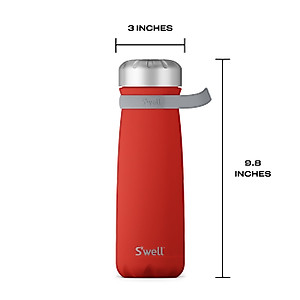S'well Stainless Steel Traveler With Handle, 24oz, Poppy Red, Triple Layered Vacuum Insulated Containers Keeps Drinks Cold for 40 Hours and Hot for 16, BPA Free, Easy Carrying On the Go