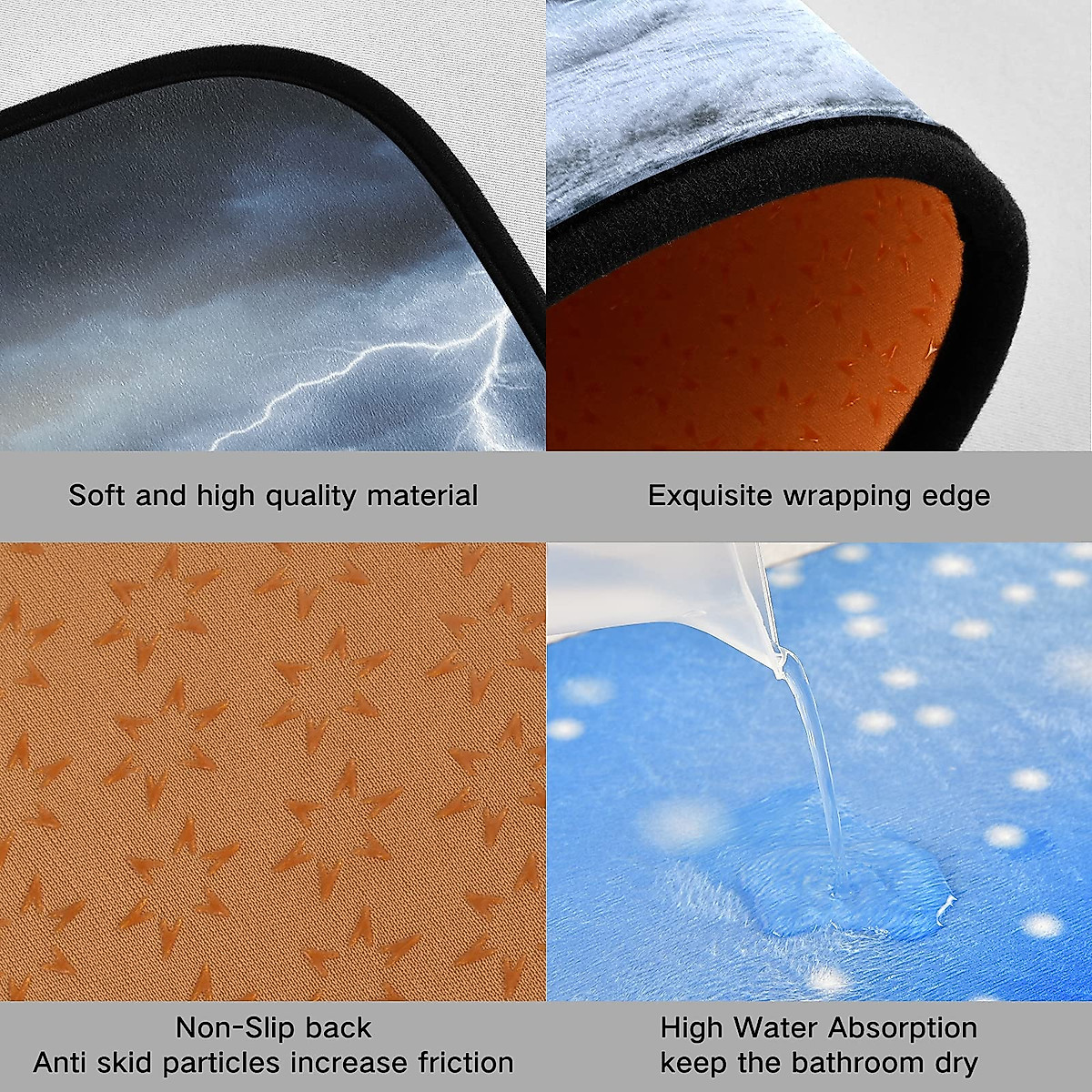 xigua 2 Pieces Stormy Landscape Lighthouse Kitchen Rugs and Mats Set Absorbent Soft Microfiber Bath Mat Non-Slip Kitchen Mat Doormat Runner Set, 19.7"x47.2"+19.7"x27.6"