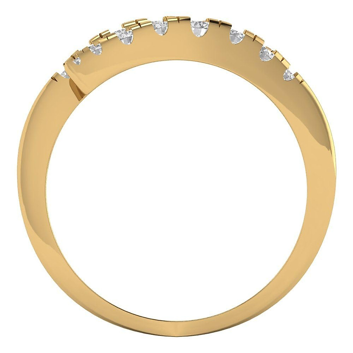 0.44 ct Brilliant Round Cut Clear Simulated Diamond 14k Yellow Gold Wedding Engagement Promise anniversary Band Sz 5.75