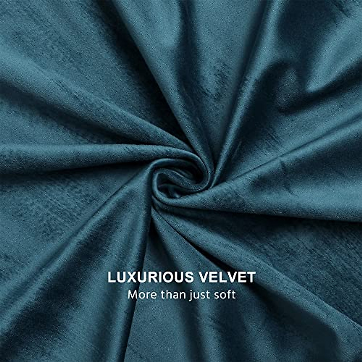 Benedeco DeepTeal Velvet Curtains for Bedroom Window, Super Soft Luxury Drapes, Room Darkening Thermal Insulated Rod Pocket Curtain for Living Room, W52 by L96 inches, 2 Panels