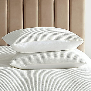 ZJZC Art 100% Cotton Waffle Weave Duvet Cover Set,Luxury Bedding Set 3 Pieces, Super Soft,Easy Care,Simple Style,for All Season, with Buttons Closure and Zipper (Creamy White, King)