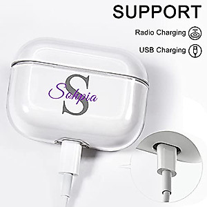 CaseHome Custom Name AirPods Case for Apple AirPod Pro, Personalized Gift Shock Absorption Soft Clear TPU Airpods Case Cover… (Clear Purple)