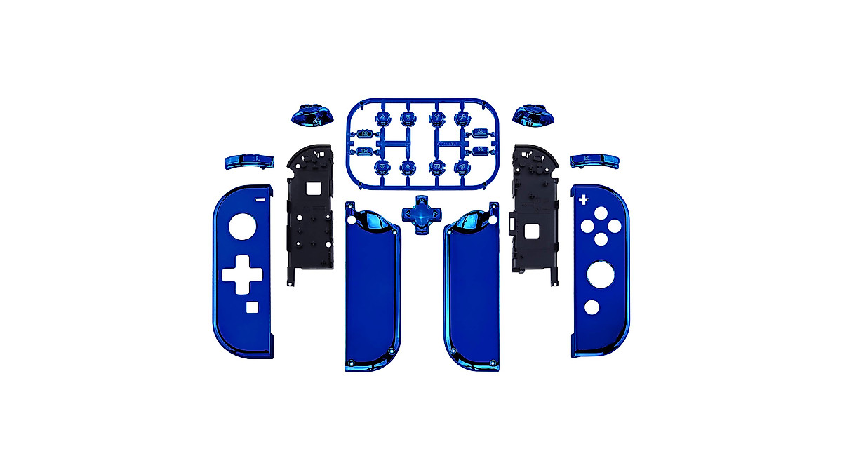 eXtremeRate Chrome Blue Joycon Shell for Nintendo Switch - DIY Replacement