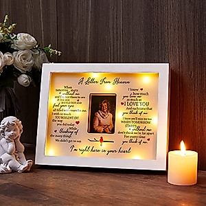 WOODEXPE Sympathy Gift 8" x 10" LED Memorial Shadow Box Keepsake Picture Frame Memorial Gifts for Loss of Loved One 2x3 Photo (A Letter from Heaven White)