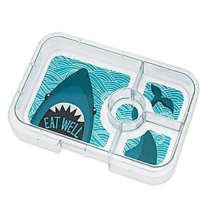 Yumbox Tapas Larger Size - 4 compartment Leakproof Bento lunch box for Pre-teens, Teens & Adults (True Blue - Shark)