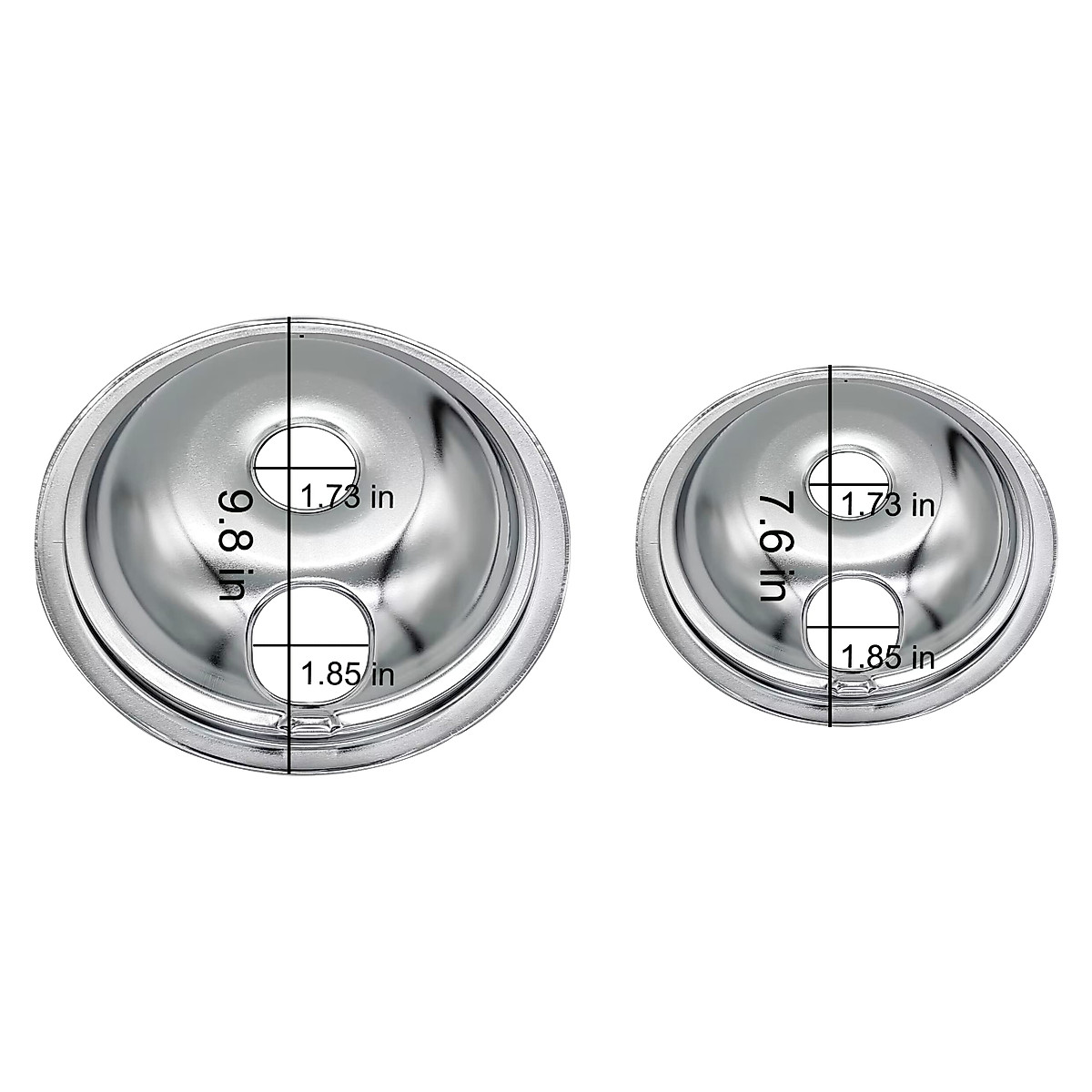 Amazinpure WB31T10010 and WB31T10011 Replacement Chrome Drip Pans for GE/Hotpoint Electric Range with Locking Slot Includes 2 6-Inch and 2 8-Inch Pans, 4 Pack WB32T10008 WB32X10015 DP165 GE68C
