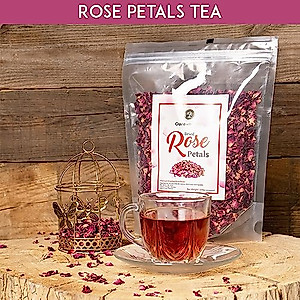Cure With Pure Dried Rose Petals Edible No Preservatives,4 Ounces In Resealable Pouch Premium Natural Dried Roses For Tea, Baking, Desserts, Bread, Cakes, Bath, Making Rosewater (Pack Of 1)