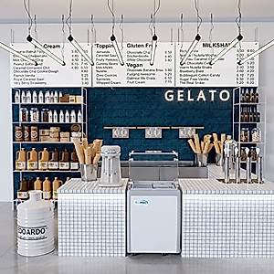 Koolmore 26 inch Commercial Ice Cream Dipping Cabinet Display Case with Sneeze Guard, 4 Large Displayed Tubs, Sliding Glass Door, [5.7 Cu. Ft.] (KM-26FG)