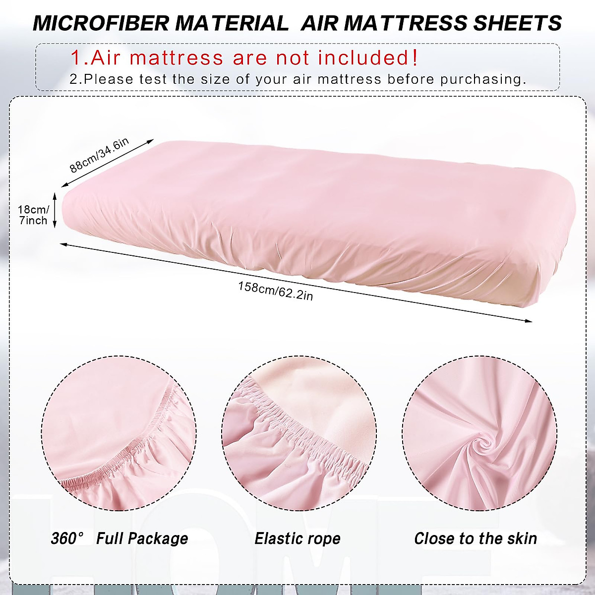 Breling Kids Air Mattress Fitted Sheets Compatible with Intex Cozy Kidz (Sheet Only) Toddler Inflatable Mattress Sheets for Kids Sleepover Party Travel Camping Air Mattress Airbed(Pink,6 Pcs)