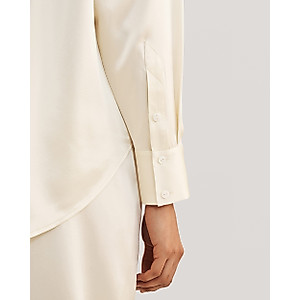 LilySilk Silk Pajama Set for Women Silk 2 pieces Ladies PJ Set Trendy Sleepwear With Double Oblique Pocket, Lily White M