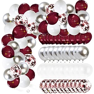Graduation Party Decorations Maroon Silver 2024/Burgundy Graduation Decorations Class of 2024 Burgundy White Silver Balloons Maroon Silver Balloons 60Pcs Burgundy Silver Birthday Wedding