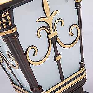 Vintage Solar Column Light LED Post Lamp Outdoor Retro Glass Lantern European Antique Aluminum Metal Courtyard Lighting Park Community Path Street Light Victorian High Pole Lamp IP65 Deck Patio