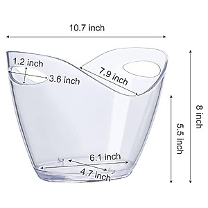 asika Ice Bucket Wine Bucket，Clear Acrylic 3.5 Liter Plastic Tub for Drinks and Parties, Food Grade, Perfect for Wine, Champagne or Beer Bottles
