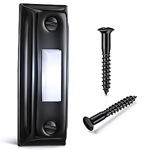 Dreyoo Metal Doorbell Push Button, Heavy Duty Metal Door Bell Wired Button LED Lighted Wall Mounted Door Bell Push Buttons for Home Universal Garage Door Opener Switch (Black)