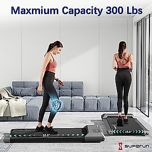 Superun Walking Pad, 2 in 1 Under Desk Treadmill, Walking Pad Treadmill Under Desk with 300lbs Capacity, Treadmills for Home and Office, Free Installation with Remote Control