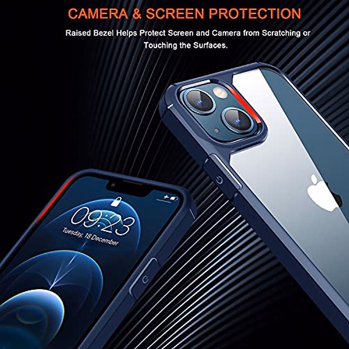 TENDLIN Compatible with iPhone 13 Mini Case Crystal Clear Hard Back Soft Bumper Protective Case (Blue)