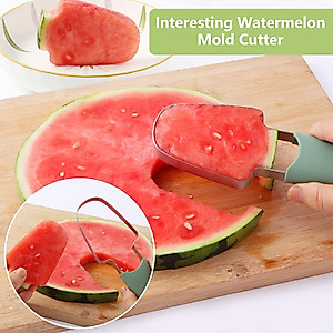 LIVSGNISTA Watermelon Cutter Slicer Tool,Stainless Steel Watermelon Knife and Fork Kit,3-in-1 Fruit Cutter Kitchen Gadgets