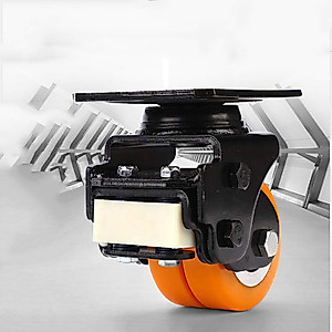 Chair Castors,Swivel Caster Wheels,Yellow Swivel Gate Wheel Polyurethane Plate Caster Fence Hardware,Heavy Duty Double Wheel,Scalable Double Spring Loaded,Secondary Shock Absorption,Plane Bearing,for