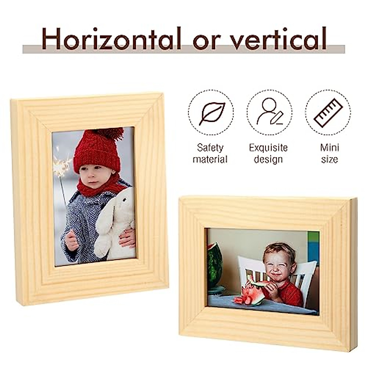 Kigley 6 Pcs 2.5 x 3.5 Inches Picture Frame Mini Rustic Picture Frames Wallet Size Wood Grain Table Desk Top Standing Fits Photo for Wall and Tabletop Picture Display