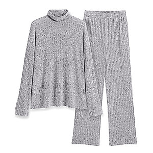 KIRUNDO Track Suits For Women Set Lounge Set Casual Long Sleeve Knitted Tops Long Pants Sweat Set Trendy Fall Clothes Casual Outfits(Grey, Small)