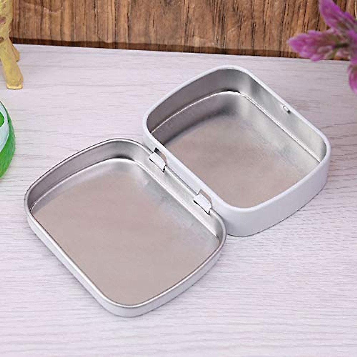 AKOAK 3 Pcs 2.4 x 1.7 x 0.6 Inches Rectangular Empty Hinged Tins Box Containers for First Aid Kit,Survival Kits,Storage,Herbs,Pills,Crafts and More (White)