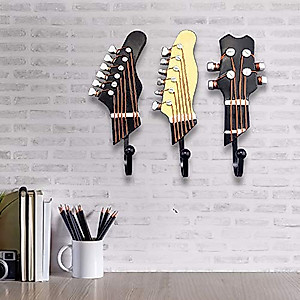 MAIPAY Gifts for Music Lovers, Guitar Music Decor, Music Decorations for Home, Decorative Hooks for Wall Hanging Clothes Coats Towels Keys Hats, Wall Mounted Heavy Duty (3-Pack)