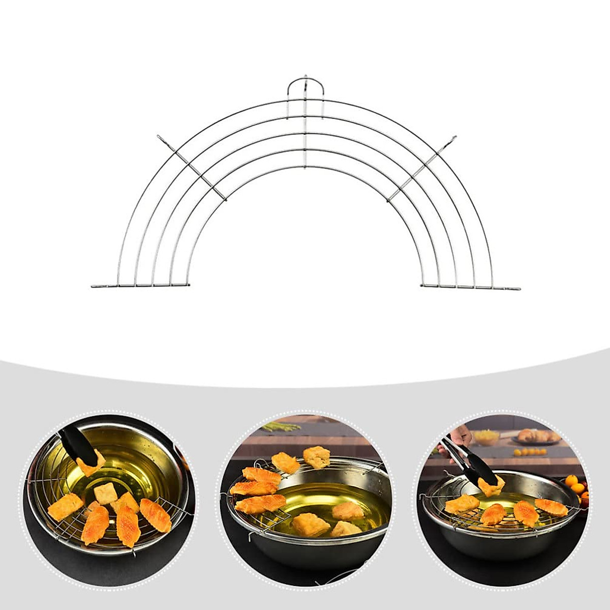 Hemoton Drain Rack Clothes Drying Rack Wok Griddle Grill Tool Wire Rack for Baking Sink Drying Rack Cooling Stainless Steel Drain Oil Rack Grill Rack Frying Oil Filter Rack Food Rack Fried